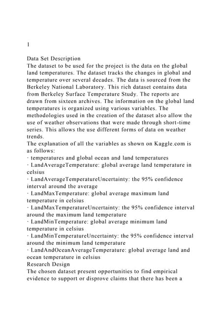 1data Set Description The Dataset To Be Used For The Projectdocx