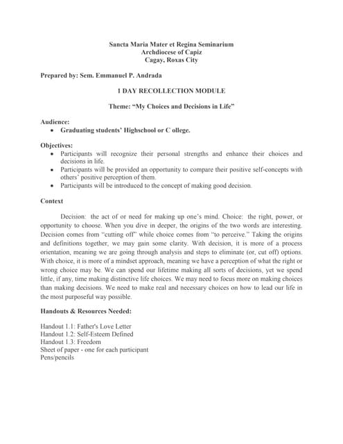 Lenten recollection module | DOCX