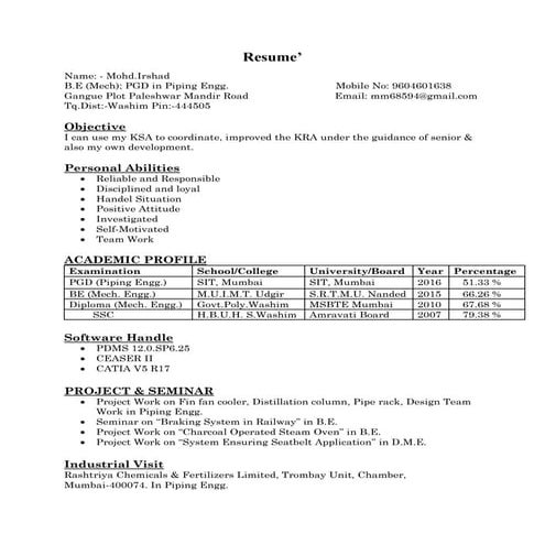 Irshad CV (0124) | PDF