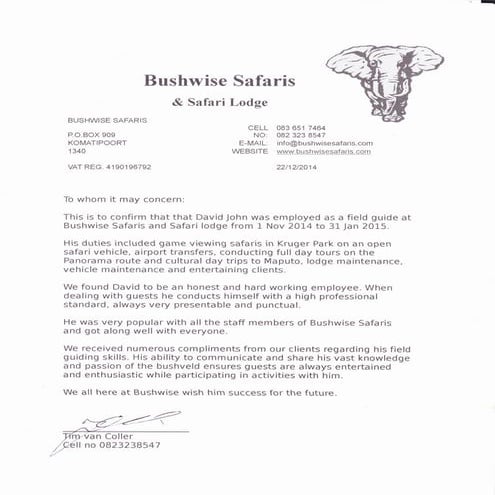 David John reference letter | PDF