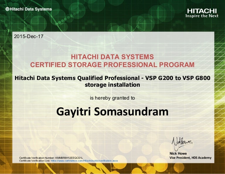 Hitachi Data Systems Qualified Professional - VSP G200 to VSP G800 st…