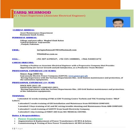 CV OF TARIQ MEHMOOD | DOC