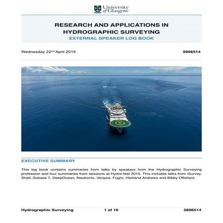 A log book of Hydrographic Survey presentations | PDF