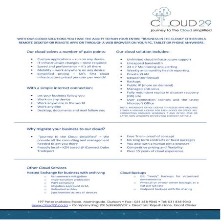 CLOUD29 Features | PDF