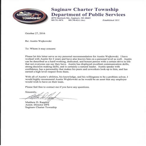 DPS Recommendation Letter | PDF