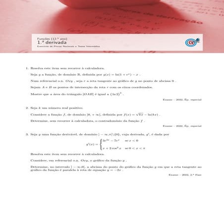 Derivadas - Exercícios resolvidos | PDF
