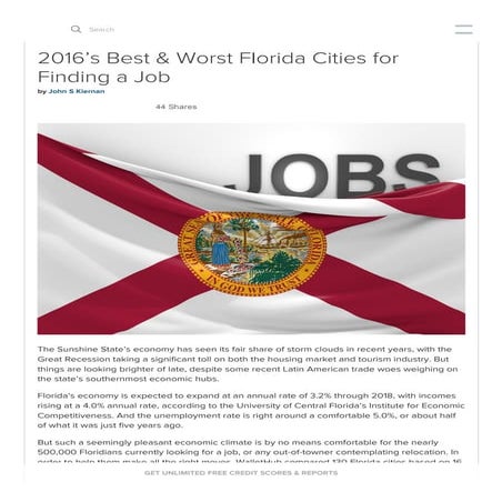 2016’s Best & Worst Florida Cities for Finding a Job _ WalletHub ...