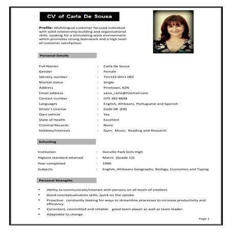 Carla De Sousa CV 2013 | PDF