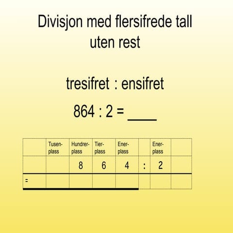 1 dividjon med en flersifret faktor uten rest | PPT