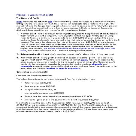 1d kno how on normal profit | PDF