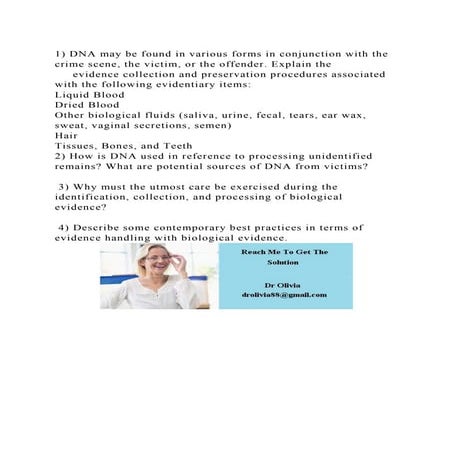 1) DNA may be found in various forms in conjunction with the crime s.docx
