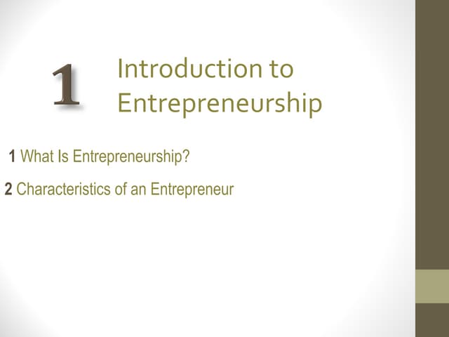 Introduction to Entrepreneurship | PPT