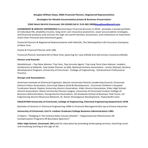 Doug Deye Profile | PDF