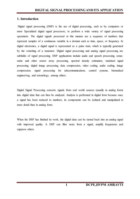 DIGITAL SIGNAL PROCESSING | PPTX