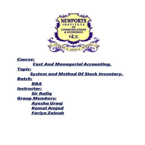 First in First out method (FIFO) | PPTX