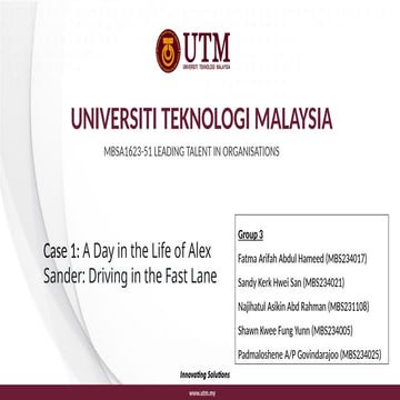 a day in the life of alex sander : driving in the fast lane | PPTX