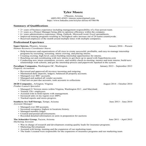 Tyler Moore Resume 3 New New | PDF | Free Download