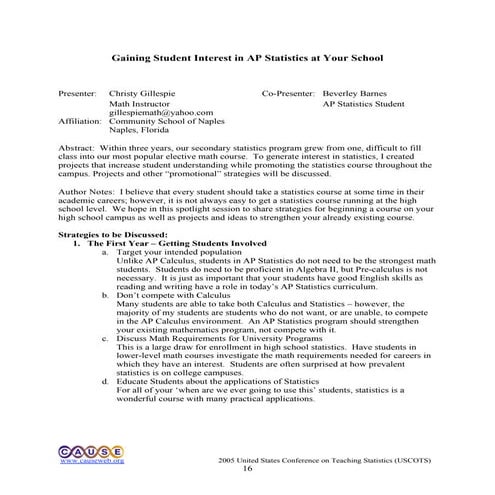 Gaining Student Interest in AP Stat | PDF