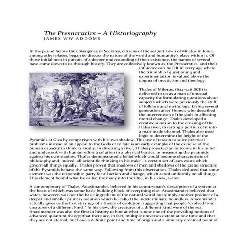 The Presocratics - A Historiography | PDF