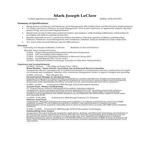 Mark LeClere Resume 6-11-2015 | DOC