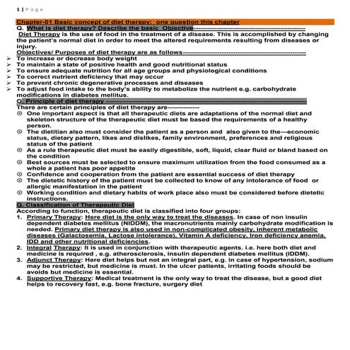 Diet therapy _chapter wise Q & A | PDF