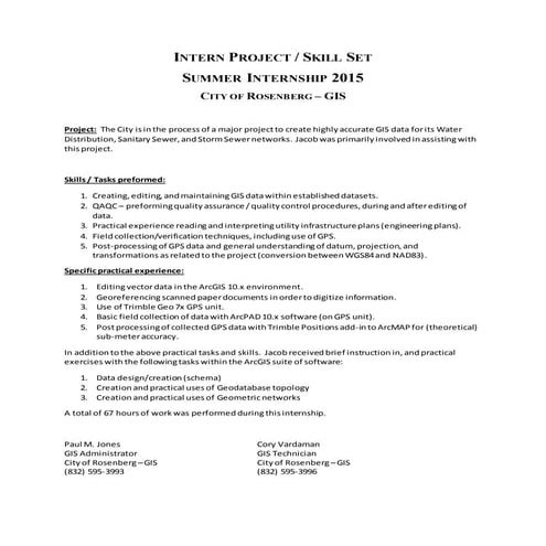 Intern Project Summer 2015 | DOCX