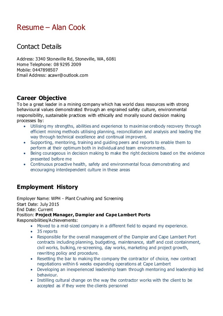 Cook Resume Sample Canada