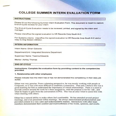 State Farm Intern Evaluation | PDF