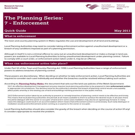 The Planning Series 7 - Enforcement | PDF