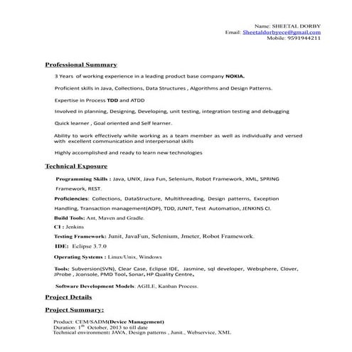 Resume_Sheetal_3Years | PDF