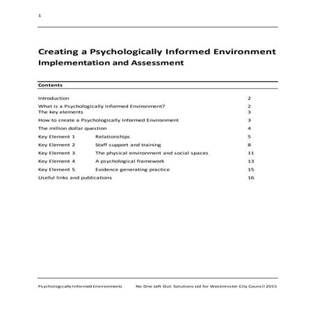 2015 Creating a Psychologically Informed Environment | PDF