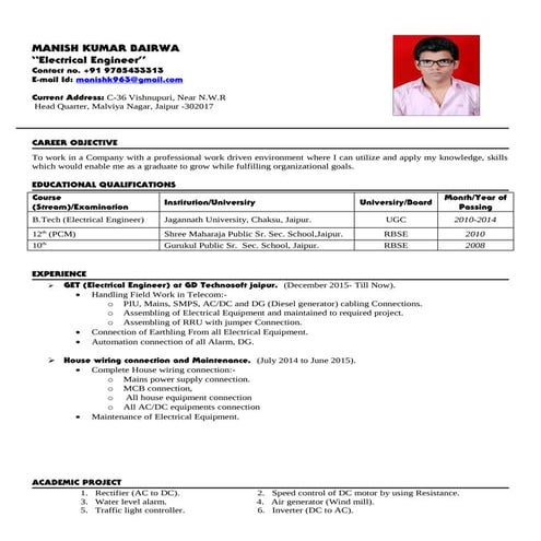 CV manish kumar new | PDF