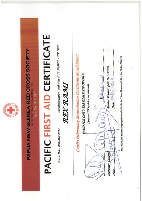 FIRST AID CERTIFICATE | PDF