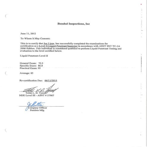 JOE LIPPS LPT CERT | PDF