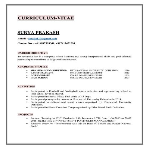 SURYA CV 1 | PDF