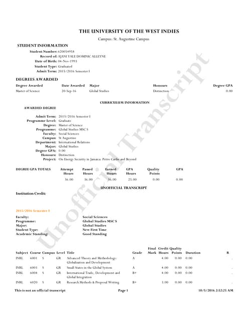 NYU Official Transcript | PDF