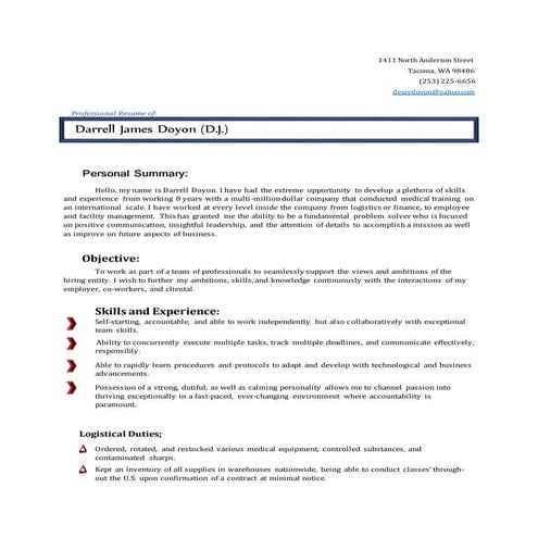 Resume of D.Doyon | DOCX