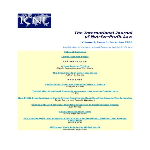 NGOs and Theri Role in the Global South The International Journal for ...