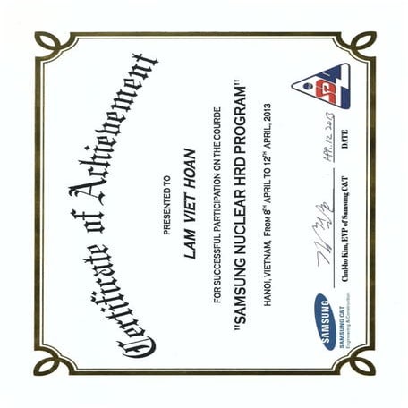 Certificates Of Samsung Nuclear Hdr Programme Pdf