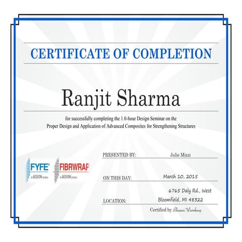 Concrete Restoration Certificate | PDF