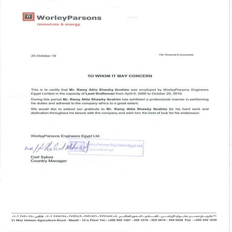 worleyparsons experience certificate | PDF