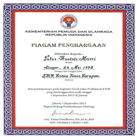 Piagam Penghargaan | PDF