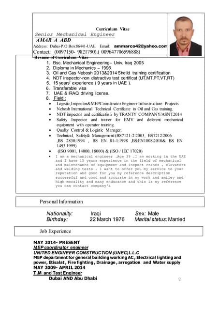 LEEA -LIFTING INSPECTION ENGINEER CV | DOCX