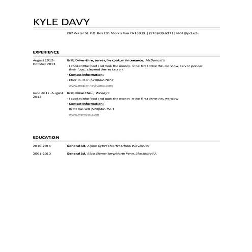 Kyle Davy Resume | DOCX