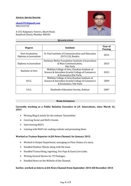 Anurag shastri 1 CV | DOC Anurag shastri 1 CV | DOC