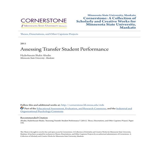 Assessing Transfer Student Performance | PDF
