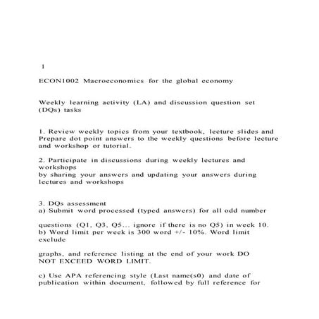 1 econ1002 macroeconomics for the global economy | DOCX
