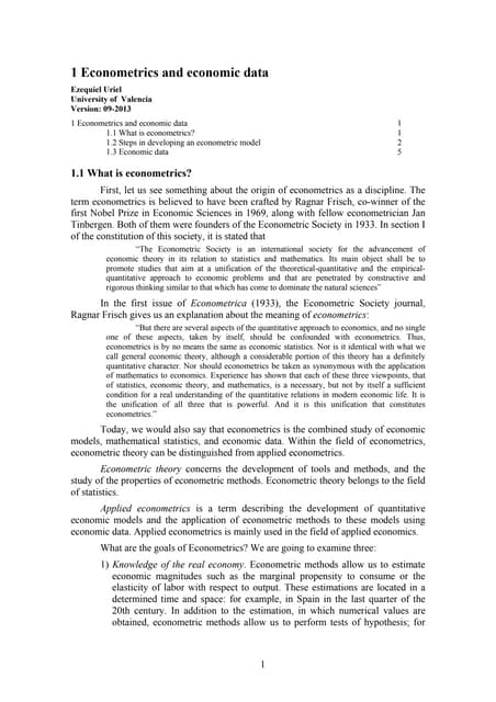 Econometrics Lecture 1st Ppt