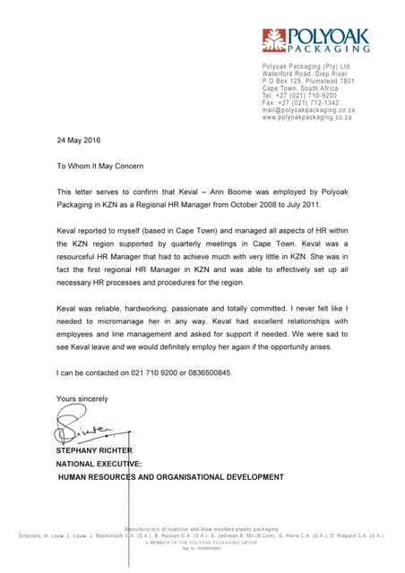 Action Packaging Letter of Recommendation | PDF