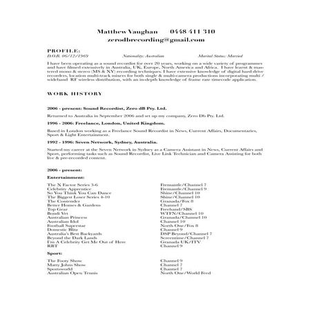 Matthew Vaughan CV | PDF